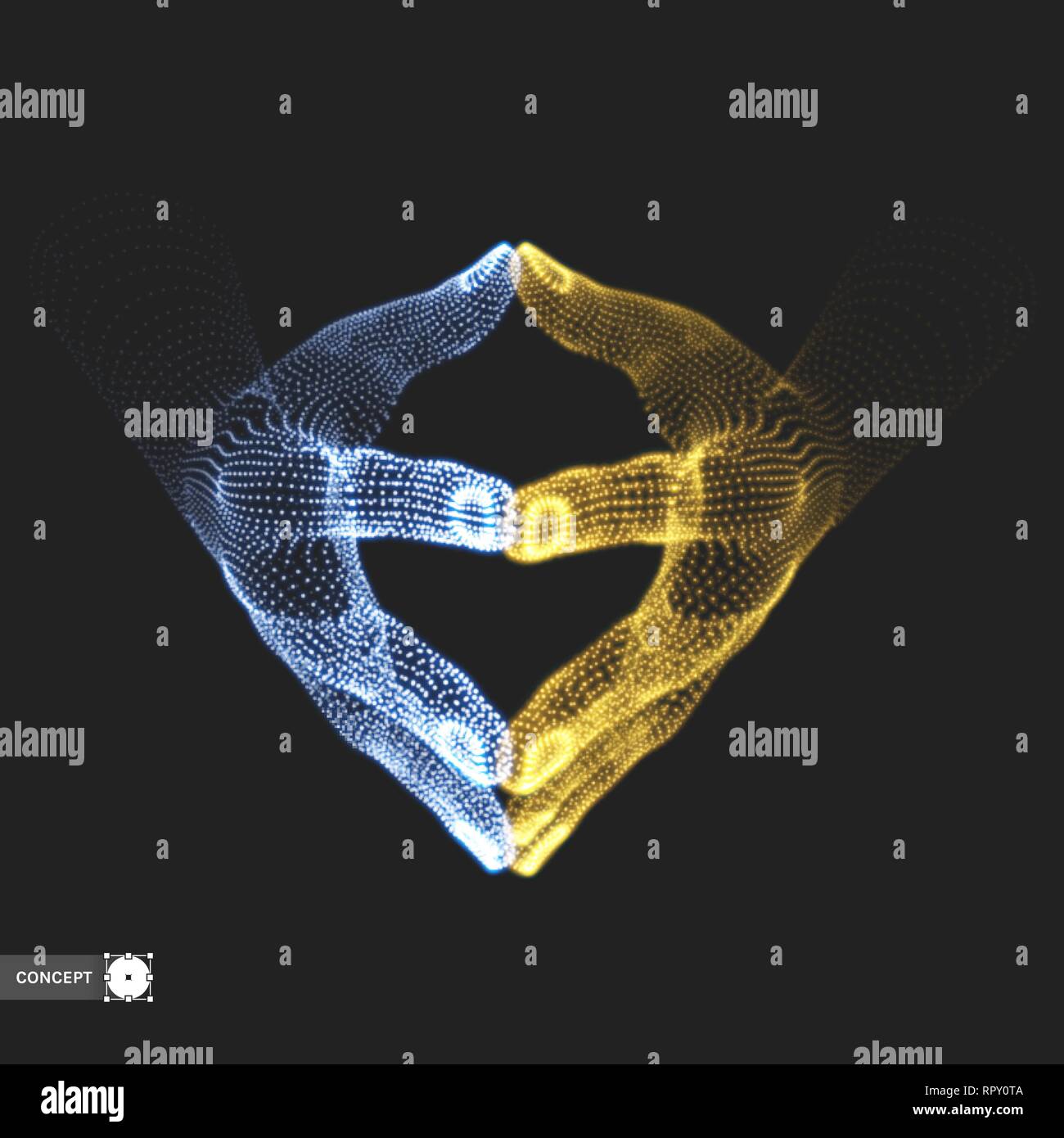 Two human hands. Connection structure. Business concept. 3D vector ...