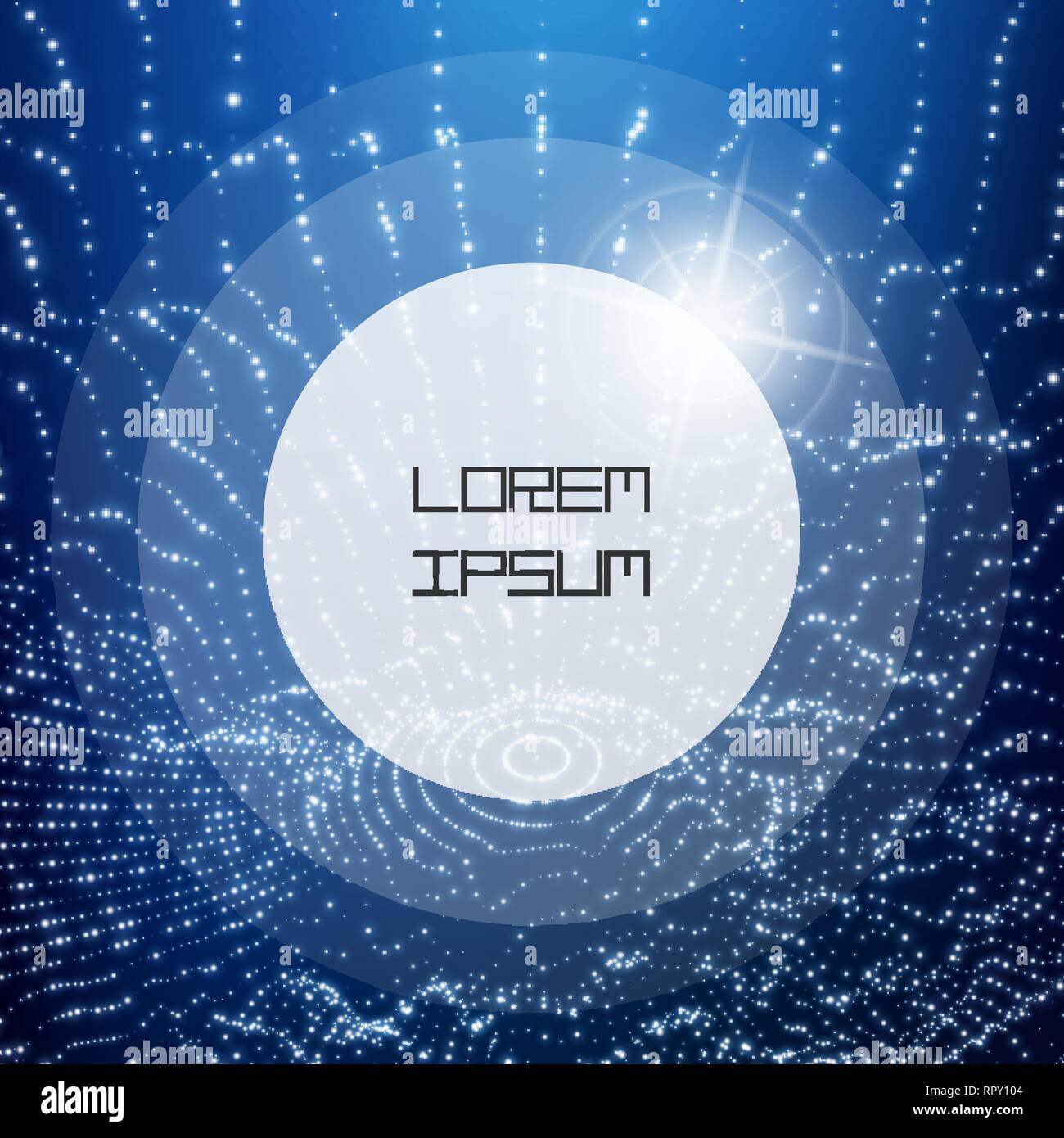 Technology background. Graphic design. 3D grid surface with particles ...