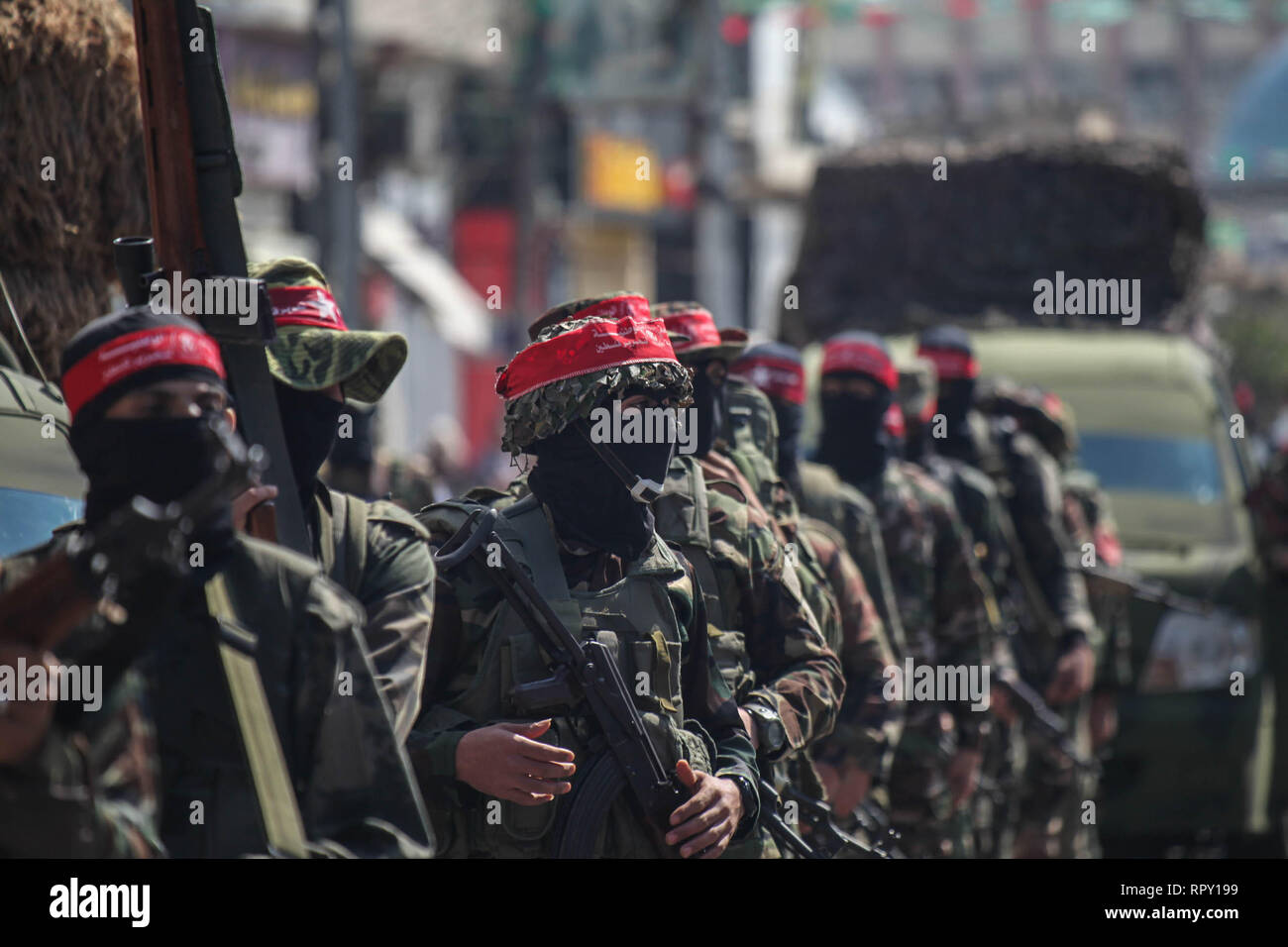 Gaza City, Palestine. 23rd Feb, 2019. Palestinian militants of the ...