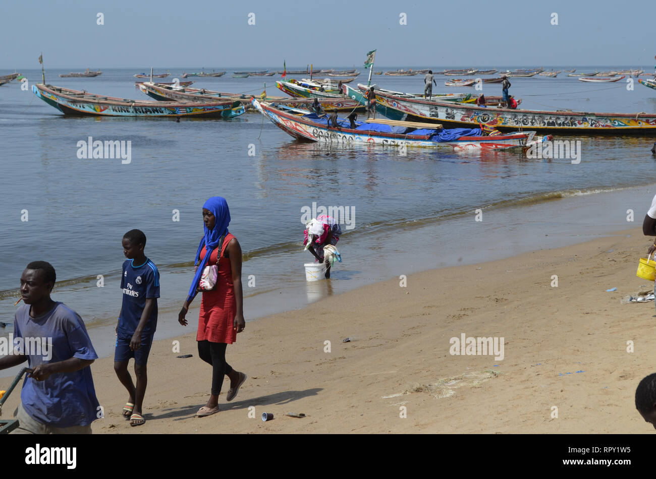 Crowded beach in Mbour (Senegal Stock Photo - Alamy