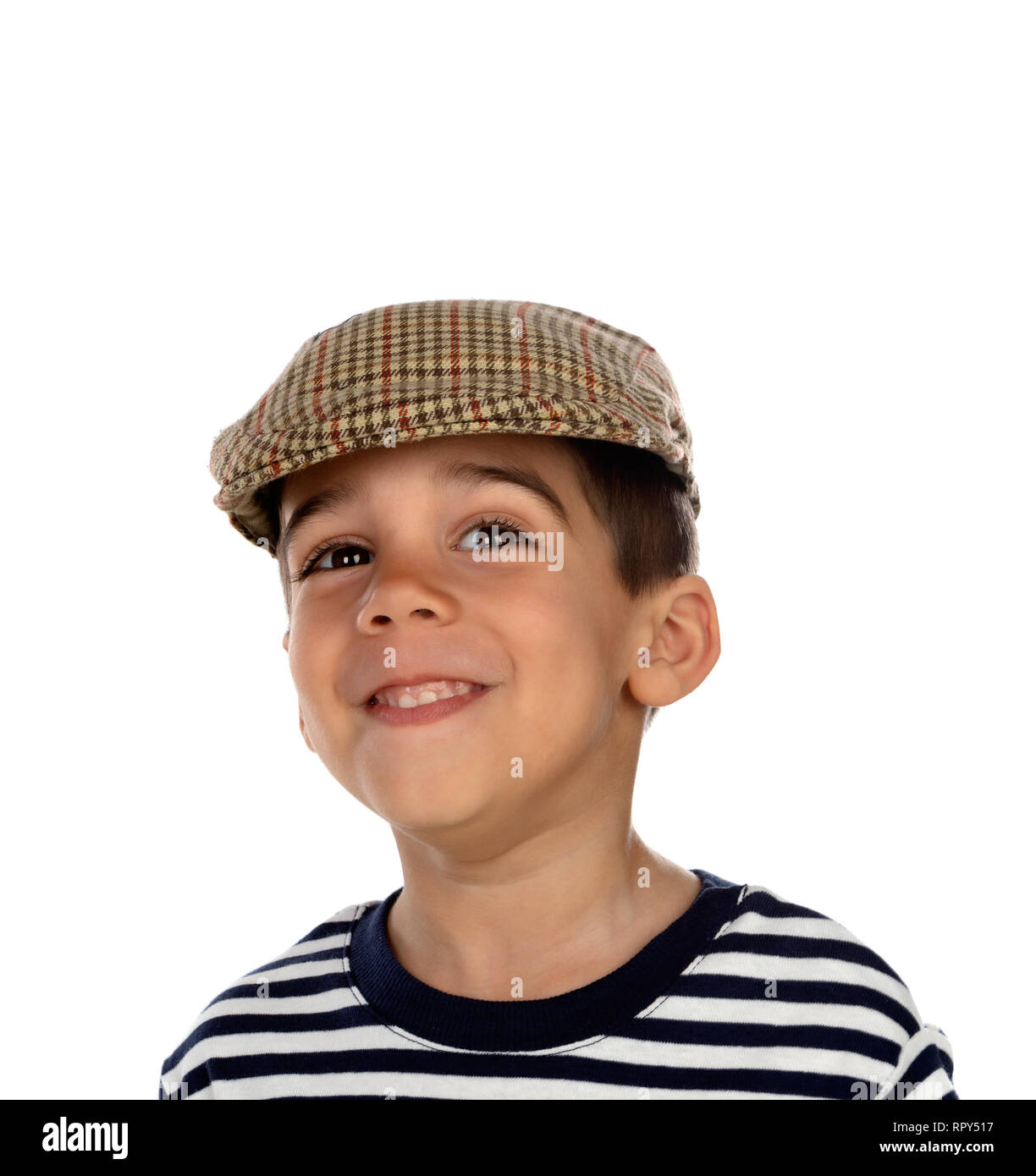 Funny child with a spanish cap isolated on a white background Stock ...