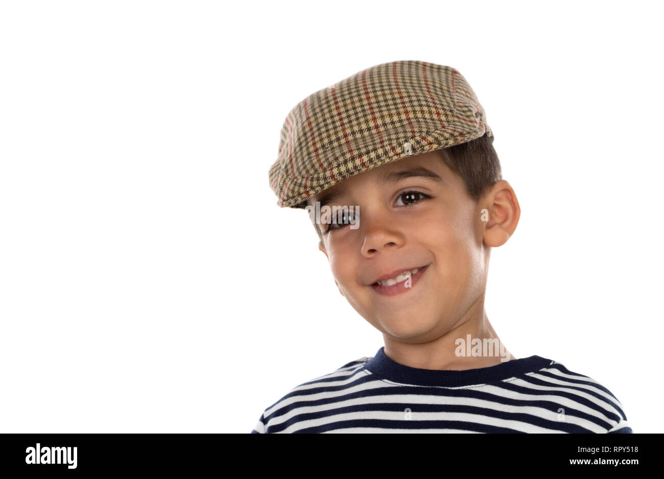 Funny child with a spanish cap isolated on a white background Stock ...
