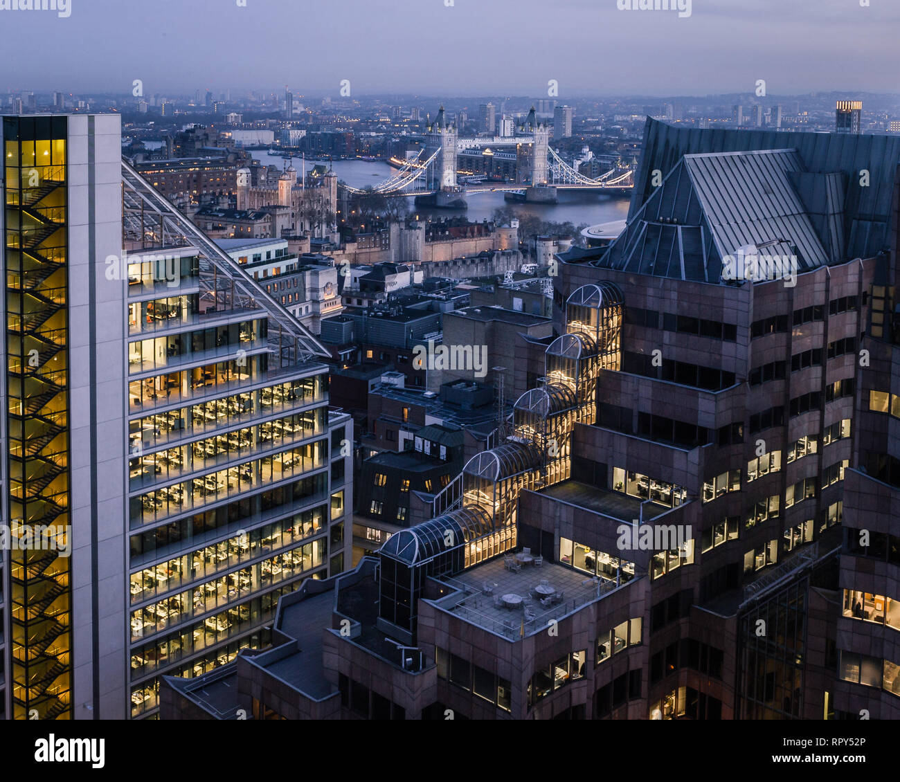 Tower Bridge view from a rooftop garden Stock Photo - Alamy
