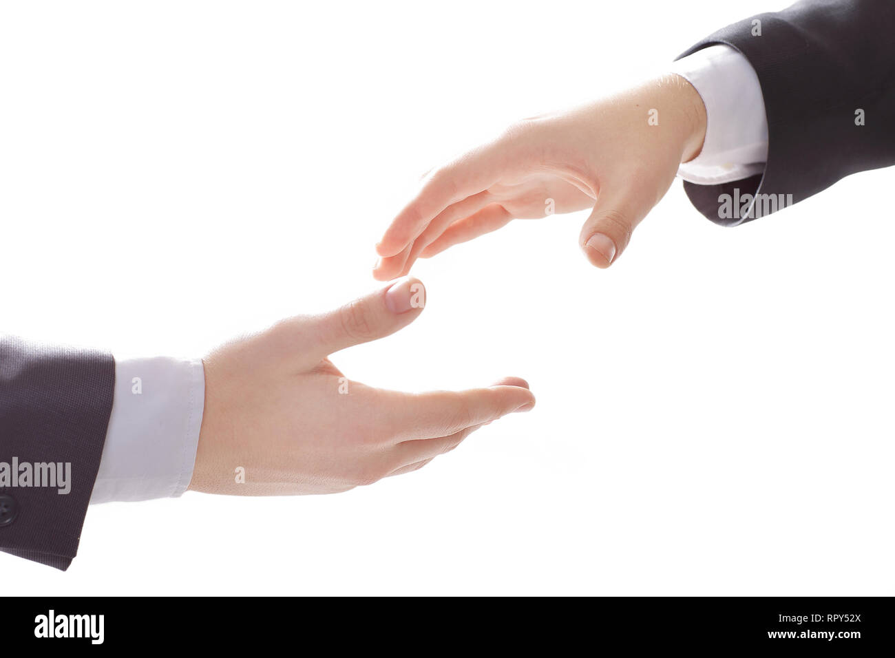 business people stretching out their hands for a handshake Stock Photo ...