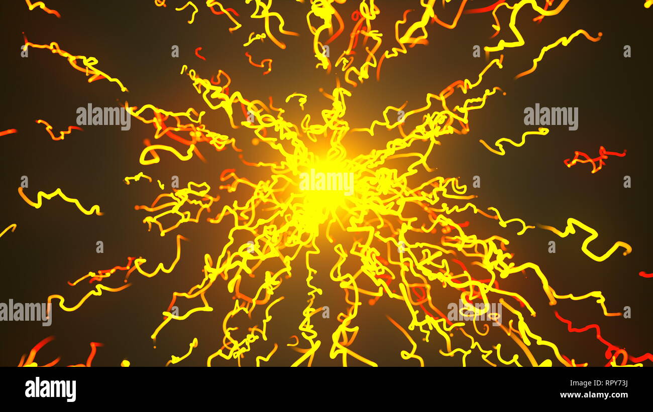 Bright particle explosion, cartoon style, 3d render background ...