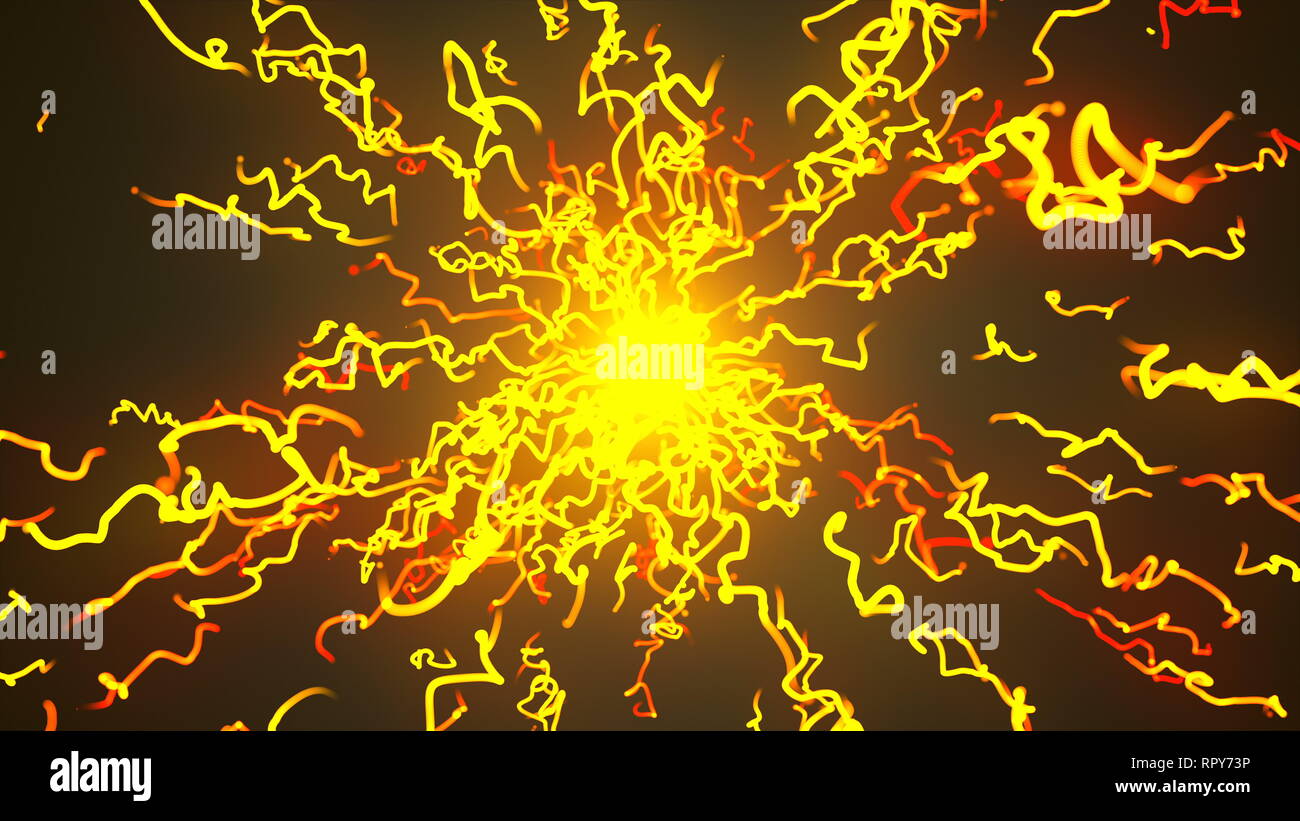 Bright particle explosion, cartoon style, 3d render background ...