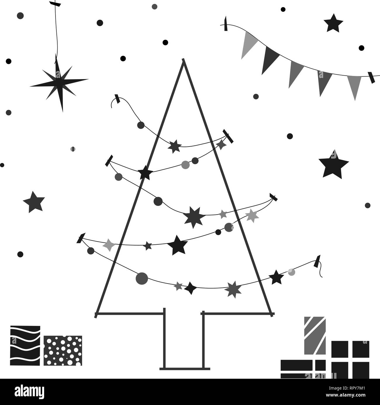 Creative contour of the Christmas tree, a modern flat design. for ...