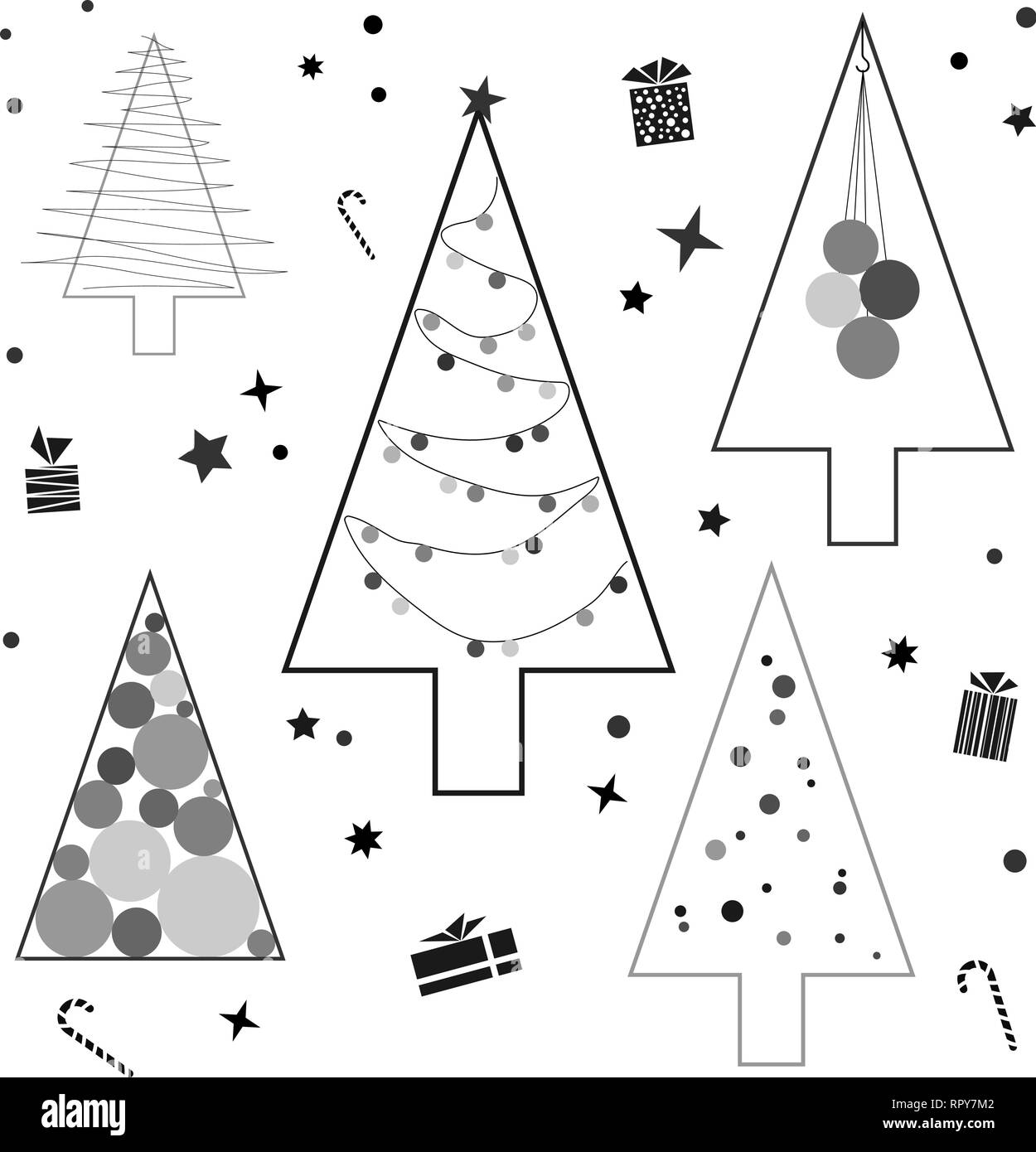 Creative contour of the Christmas tree, a modern flat design. for ...