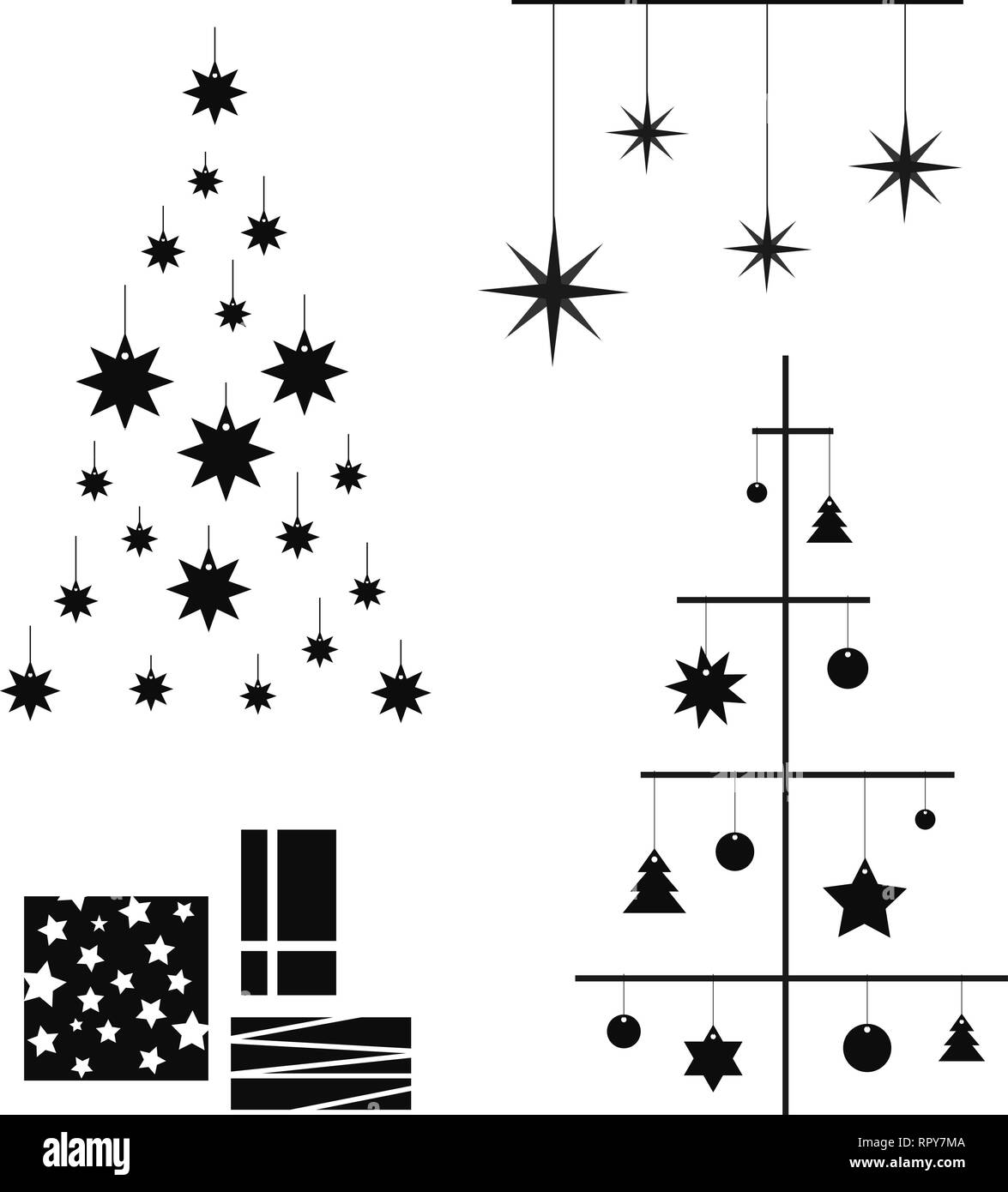Creative contour of the Christmas tree, a modern flat design. For ...