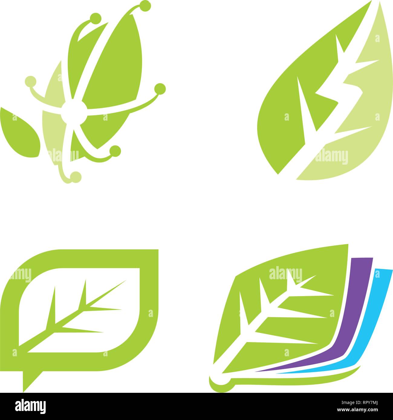 Leaf Logo Design Vector Template Set Stock Vector Image & Art - Alamy