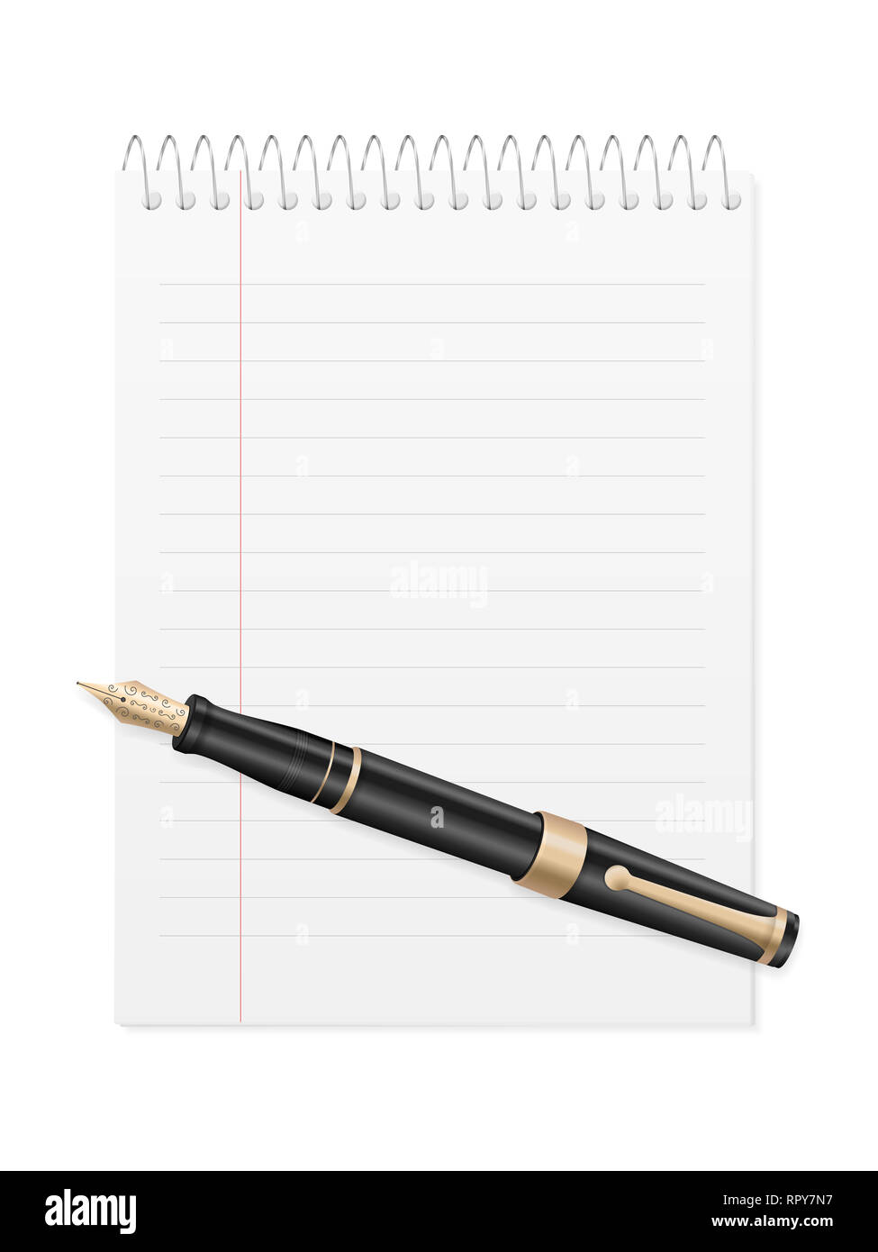 Pen and notebook on a white background. Vector illustration Stock Photo ...