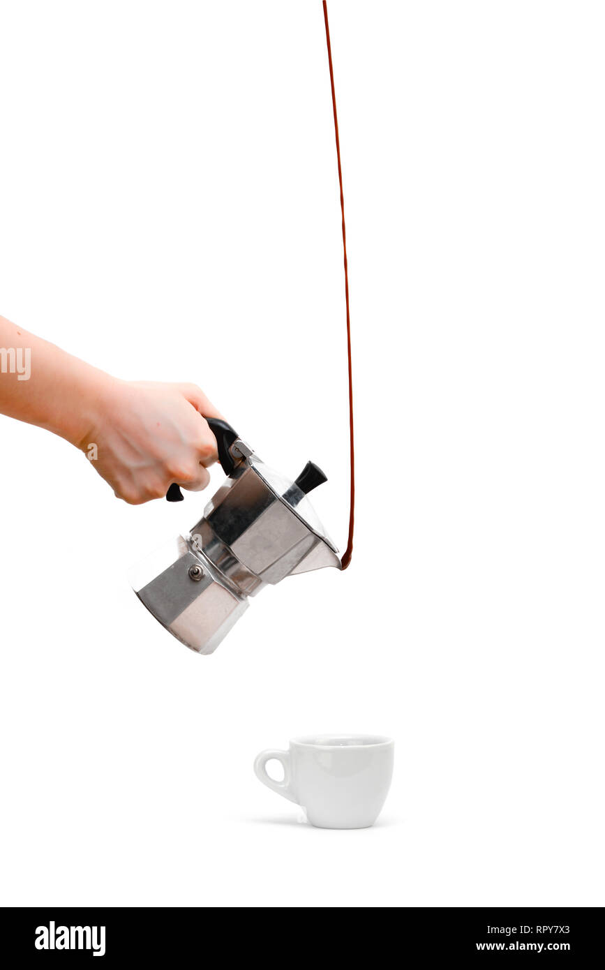 Pouring black coffee from Cut Out Stock Images & Pictures - Alamy