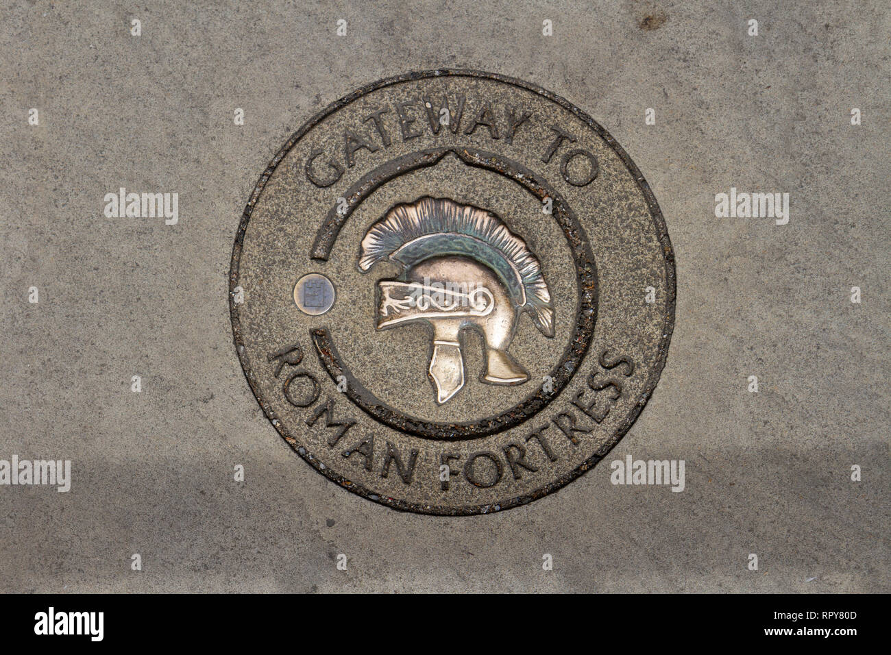 "Gateway to Roman Fortress" marker on the path of the Roman Walls ...