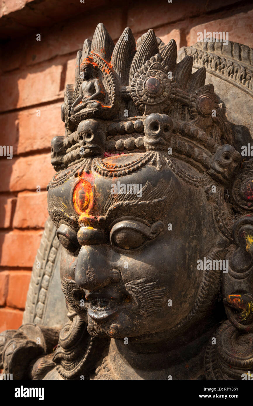 Nepal, Kathmandu, Swayambhunath Temple, vermillion powder applied to ...