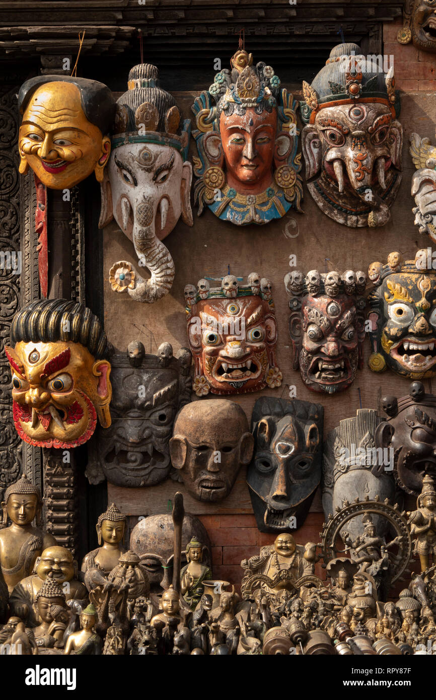 Nepal, Kathmandu, Swayambhunath Temple, antique and modern reproduction ...