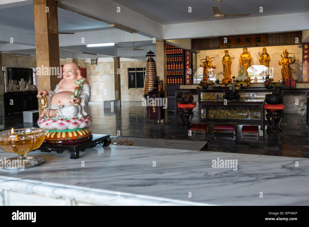 Buddhist Temple Siang Lin See Xiang Lin Si), Smiling Buddha at Entrance ...