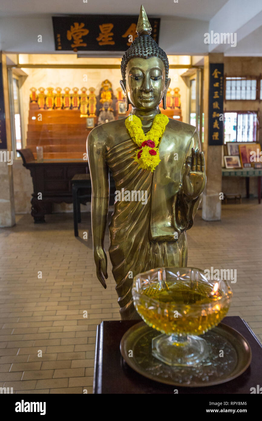 Standing Buddha at Entrance to Buddhist Temple Siang Lin See (Xiang Lin ...