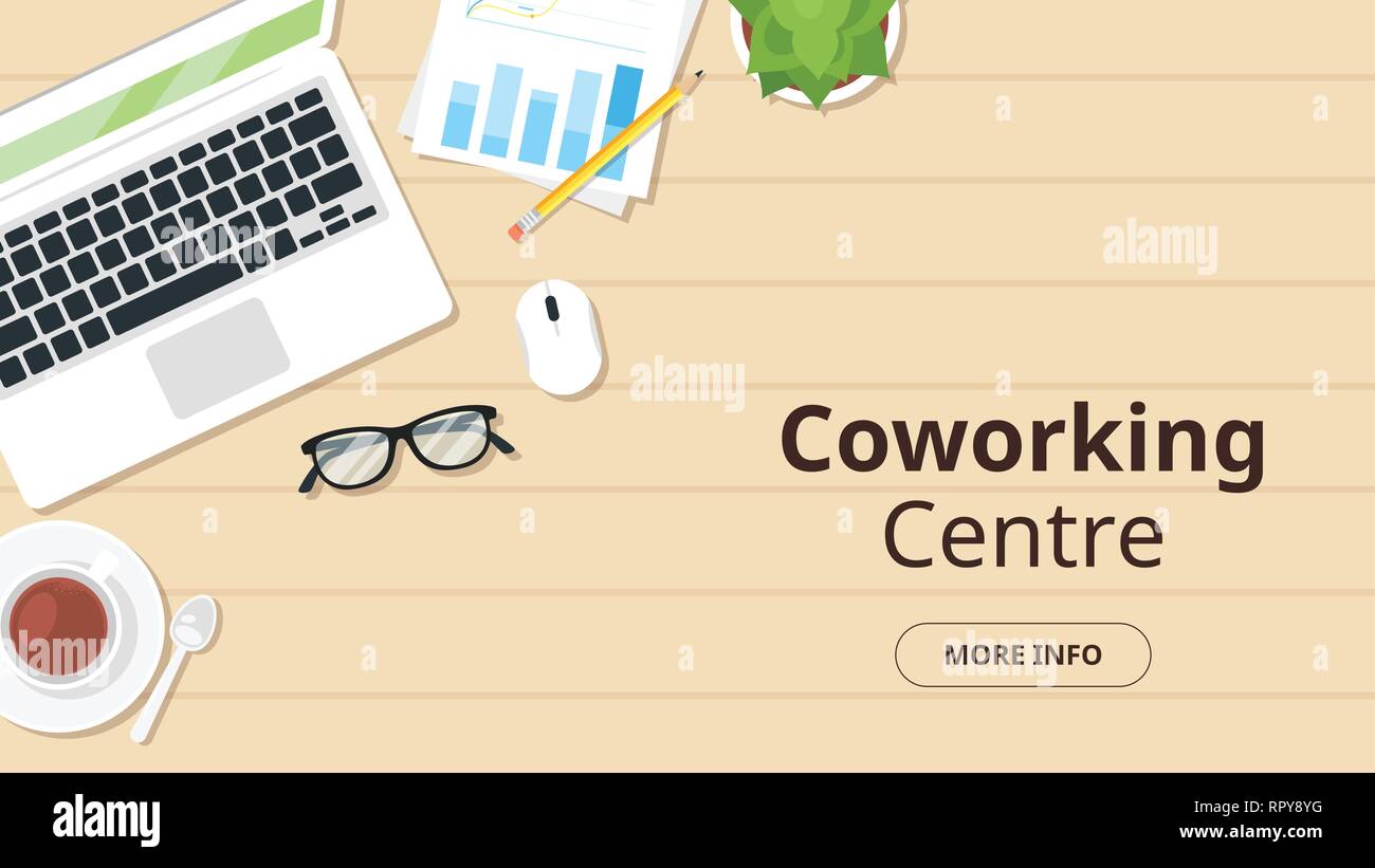 Business workplace. Overhead top view. Vector illustration. Office ...