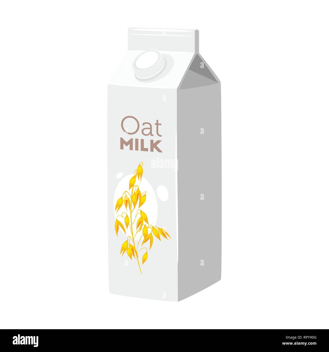 Vegetarian paper pack of oat milk. Vector illustration isolated on ...