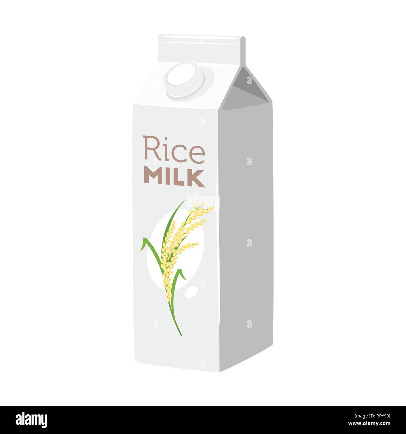 Vegetarian paper pack of rice milk. Vector illustration isolated on ...