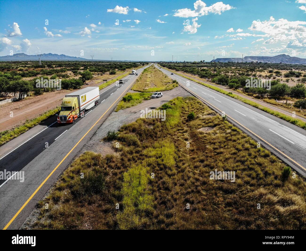 Aerial view of the surroundings of Santa Ana, Sonora, Mexico. landscape ...