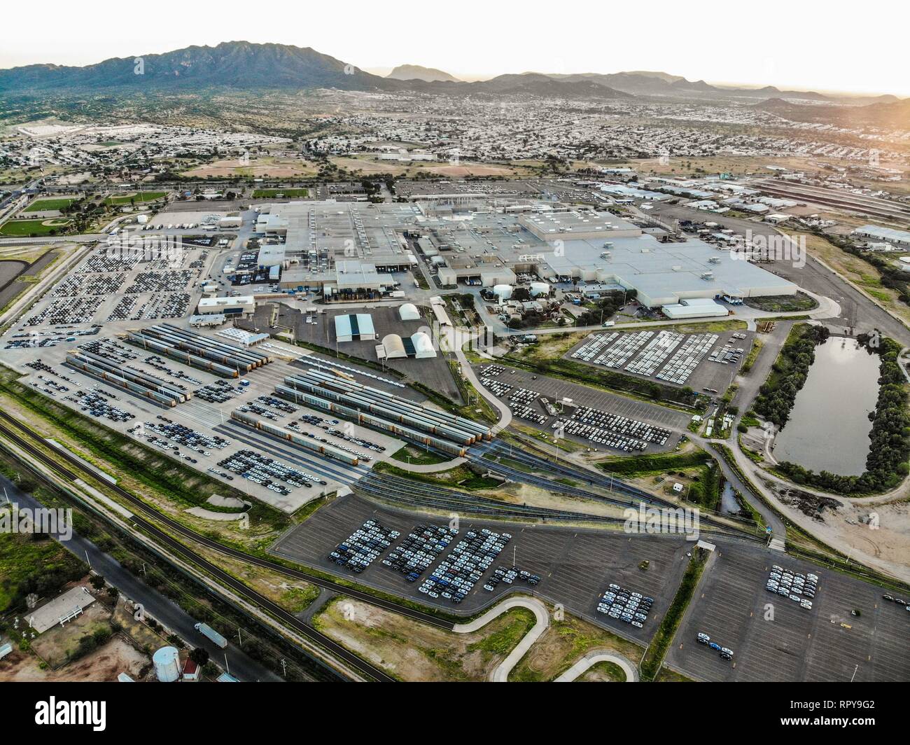 Aerial view of the Ford Motor Company automotive company in the ...