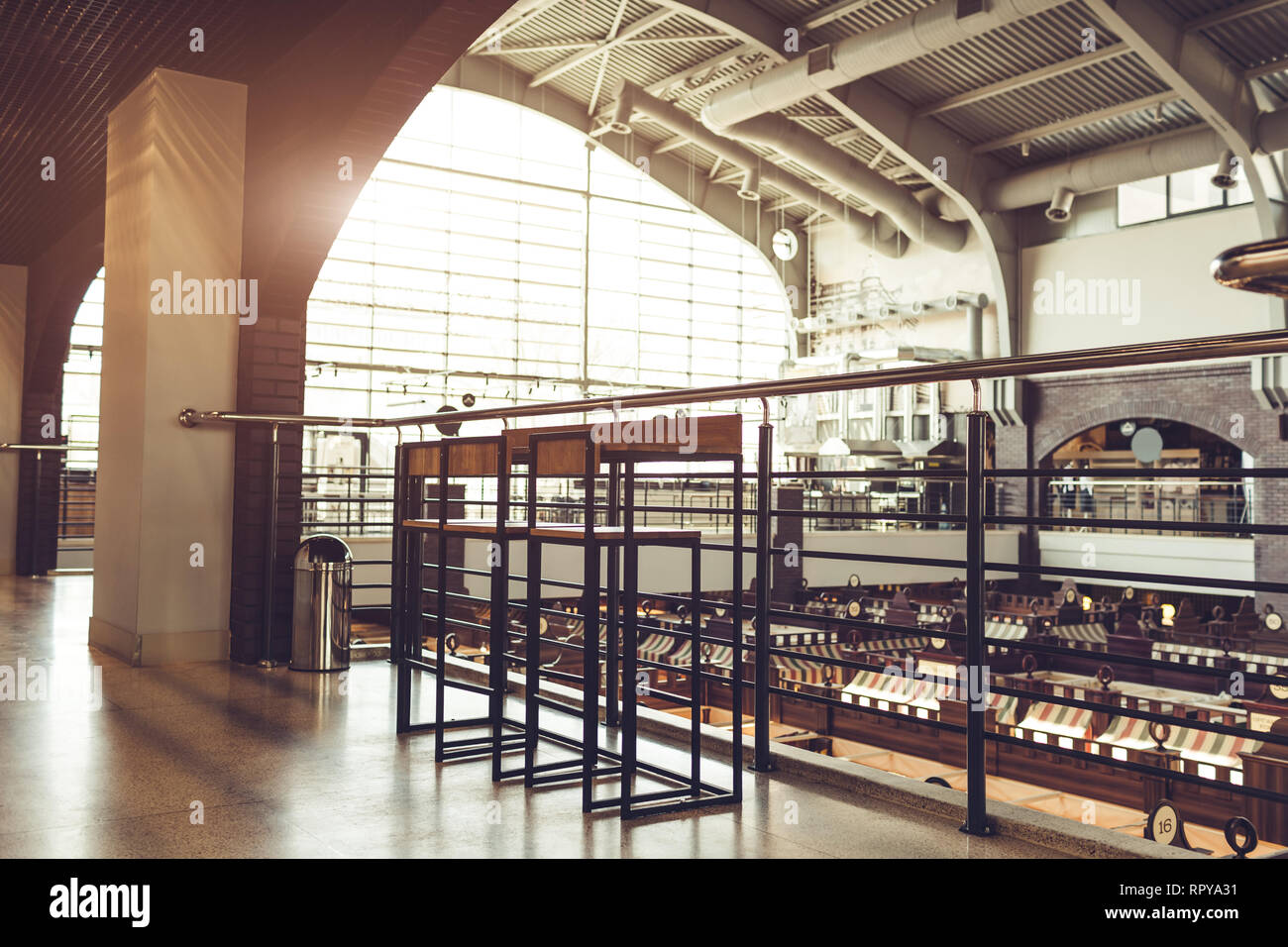 Interior of shopping center. Modern buildings. Window design. Urban ...