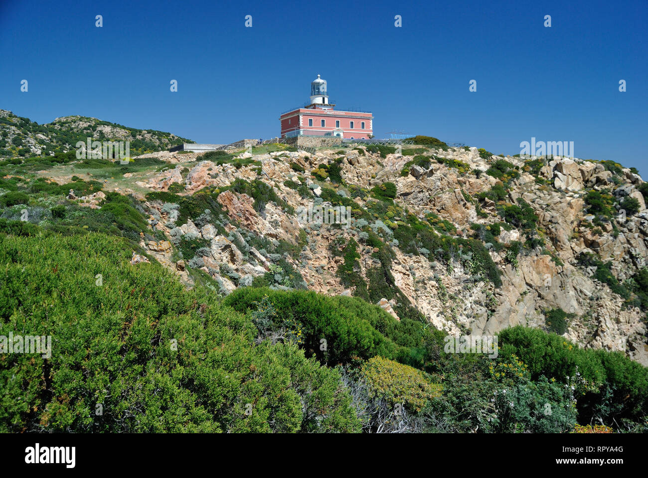 Lighthouse of Capo Spartivento Stock Photo - Alamy