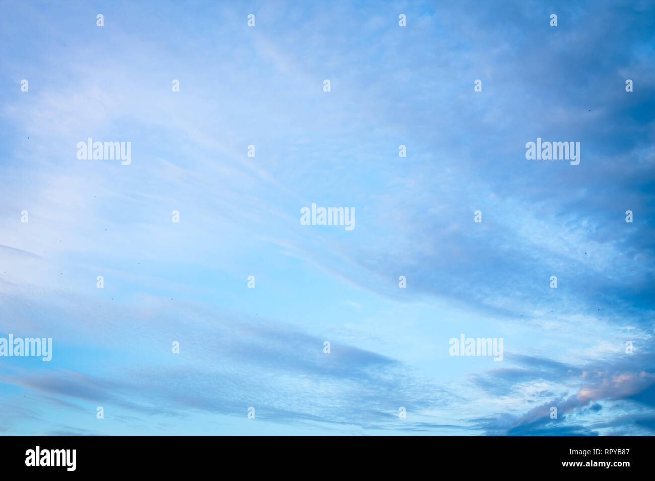 Blue cloudy sky background at sunset. Natural texture Stock Photo - Alamy