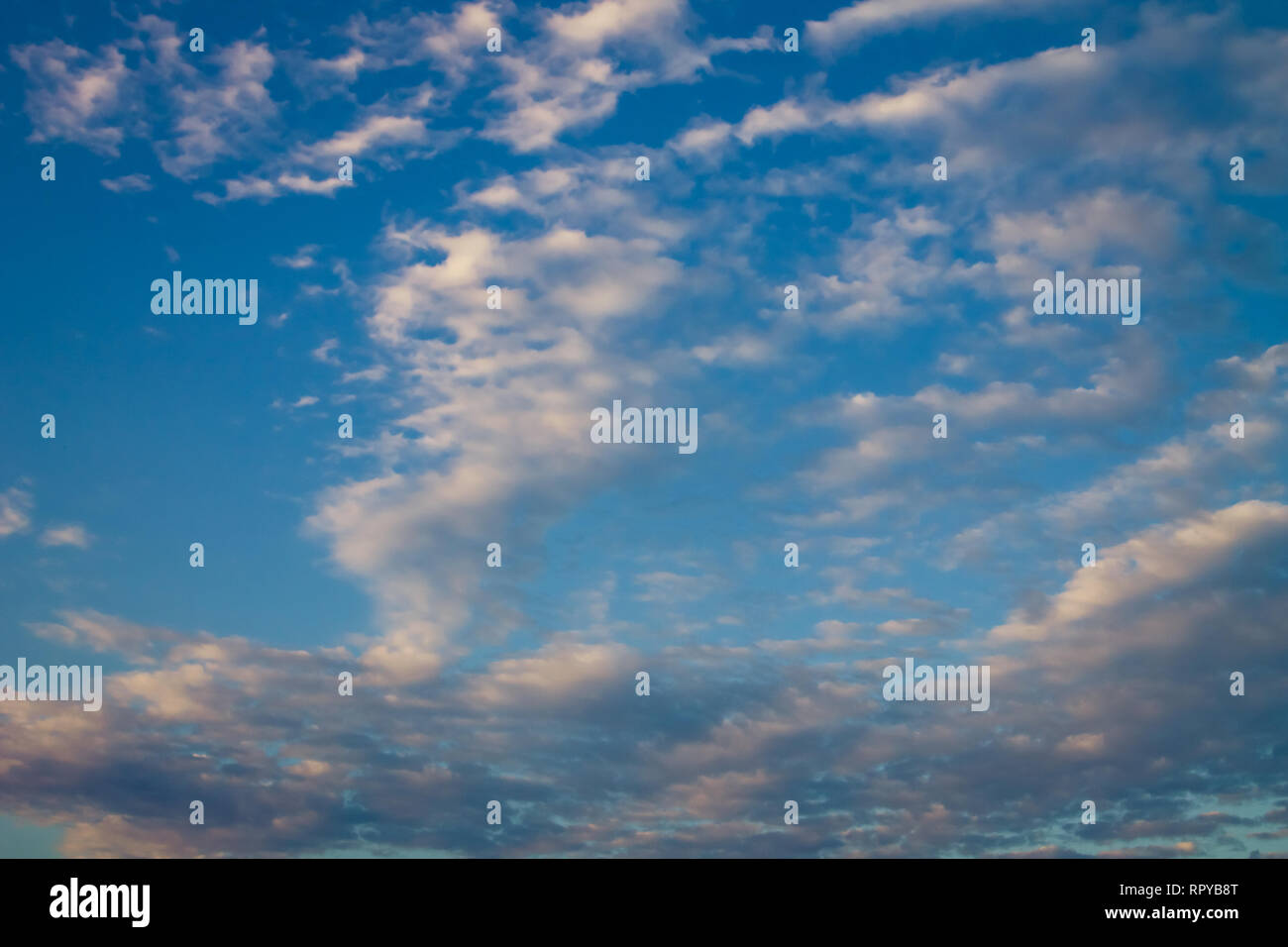 Blue cloudy sky background at sunset. Natural texture Stock Photo - Alamy