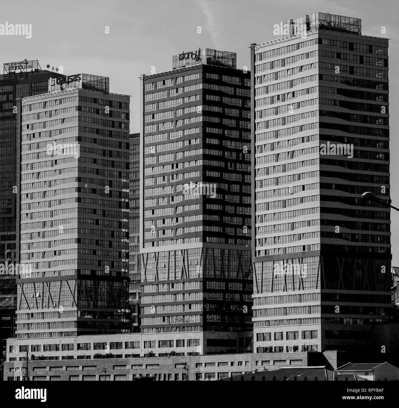 Three high-rise buildings in a row at Asian side of Istanbul, Fikirtepe ...