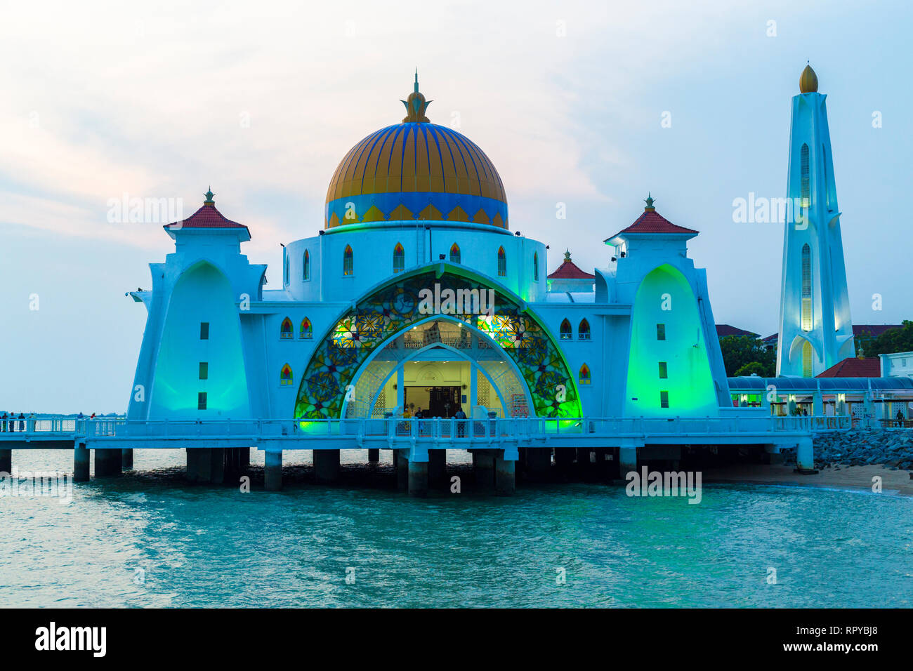 Melaka Straits Mosque, Masjid Selat, the Floating Mosque, Early Evening ...