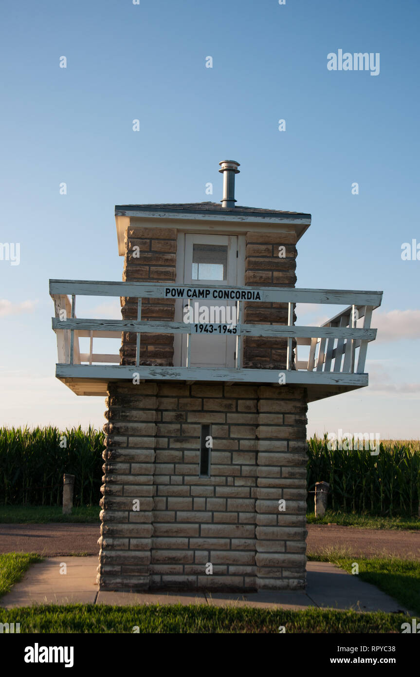 Concordia, Kansas, USA - 7/2018: WWII Nazi POW Prison Camp watchtower ...