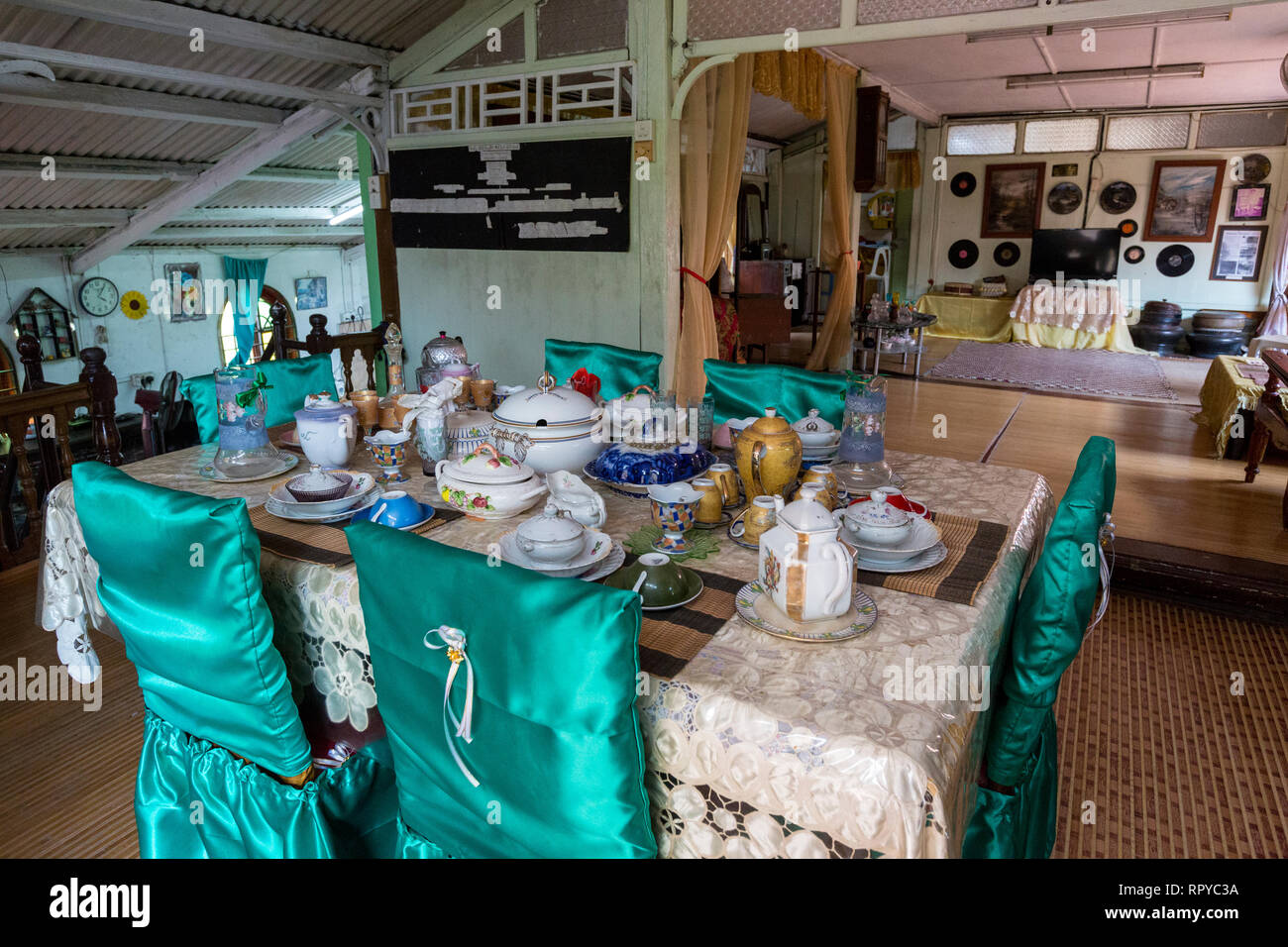 Villa Sentosa, Dining Room Table Set for Dinner, Melaka, Malaysia. An ...