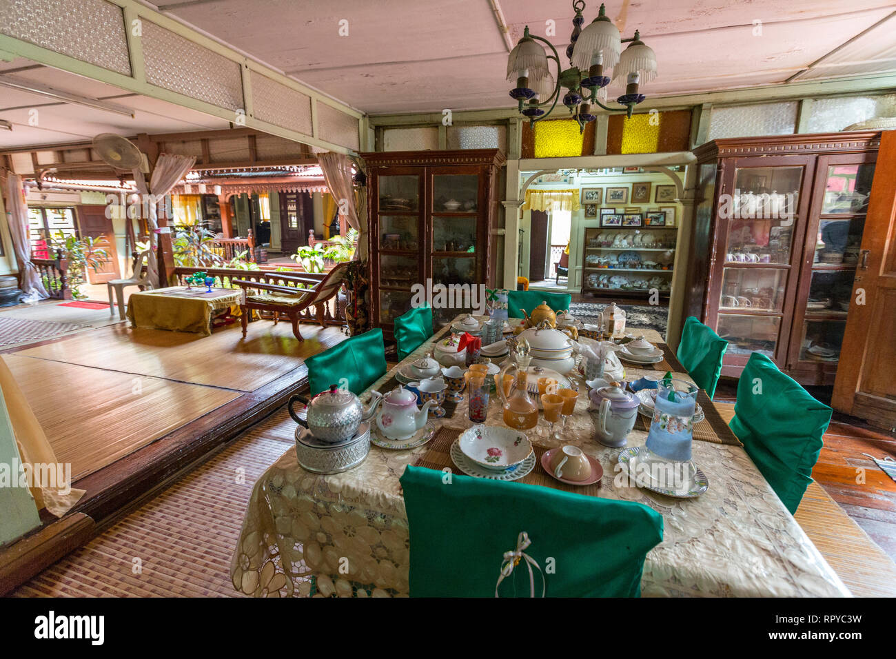 Villa Sentosa, Dining Room Table Set for Dinner, Melaka, Malaysia. An ...