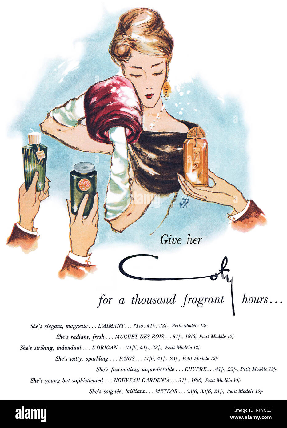 1959 British advertisement for Coty perfumes Stock Photo - Alamy