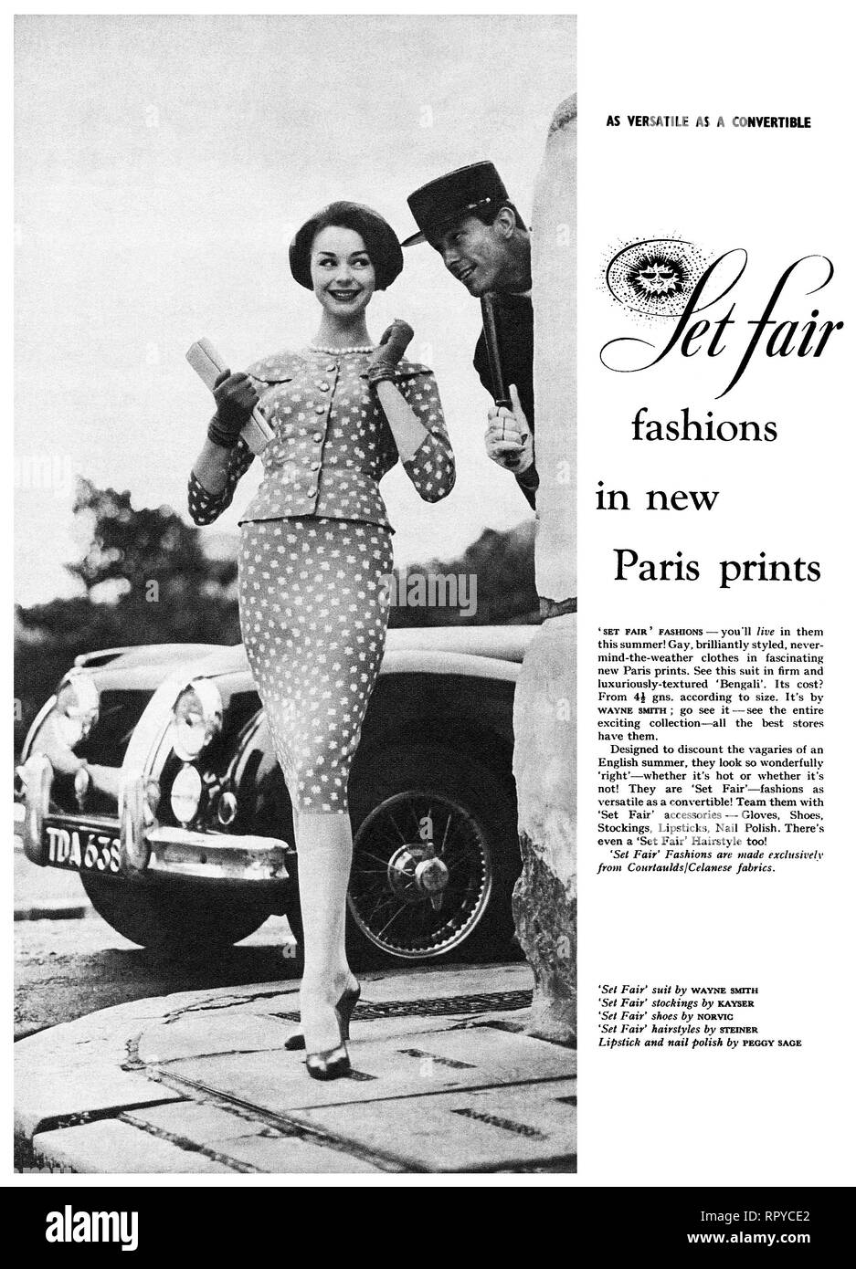 1959 British advertisement for Set Fair women's fashions Stock Photo ...