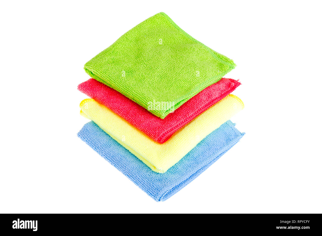 Colored microfiber cleaning cloths. Studio Photo Stock Photo - Alamy