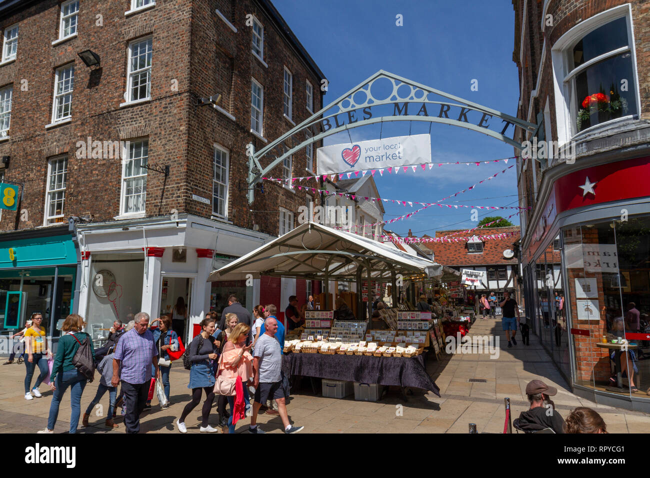 Entrance to The Shambles Market in the City of York, UK Stock Photo - Alamy