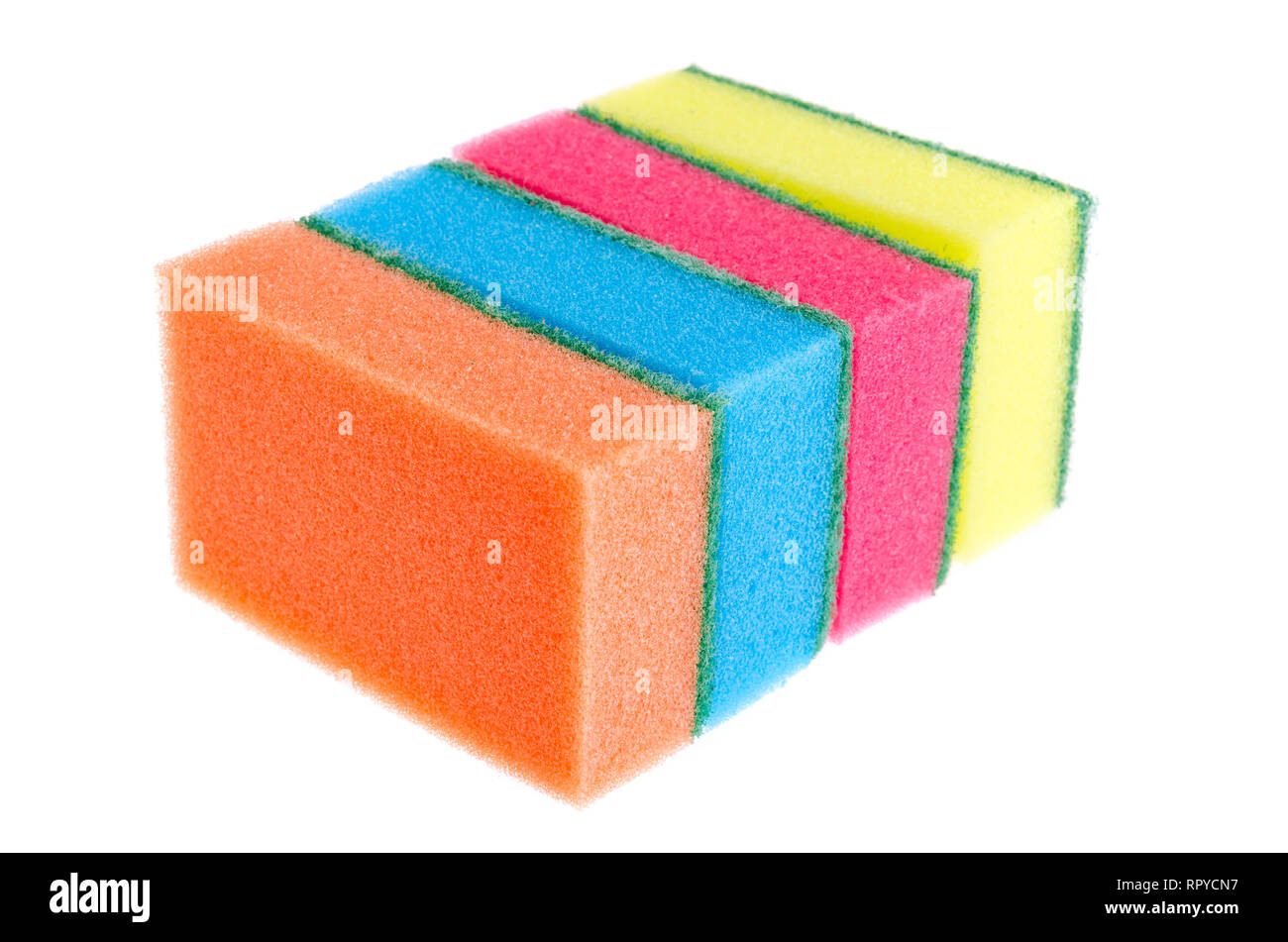 Multi-colored sponges for washing dishes. Studio Photo Stock Photo - Alamy