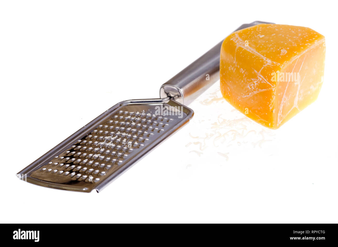 Metal grater with handle for cheese. Studio Photo Stock Photo - Alamy