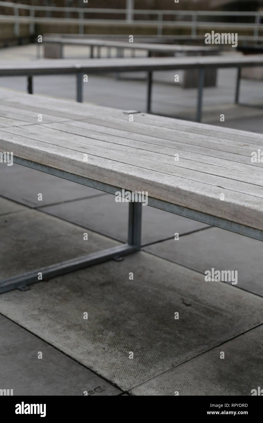 Abstract view of benches on London South Bank, UK Stock Photo - Alamy