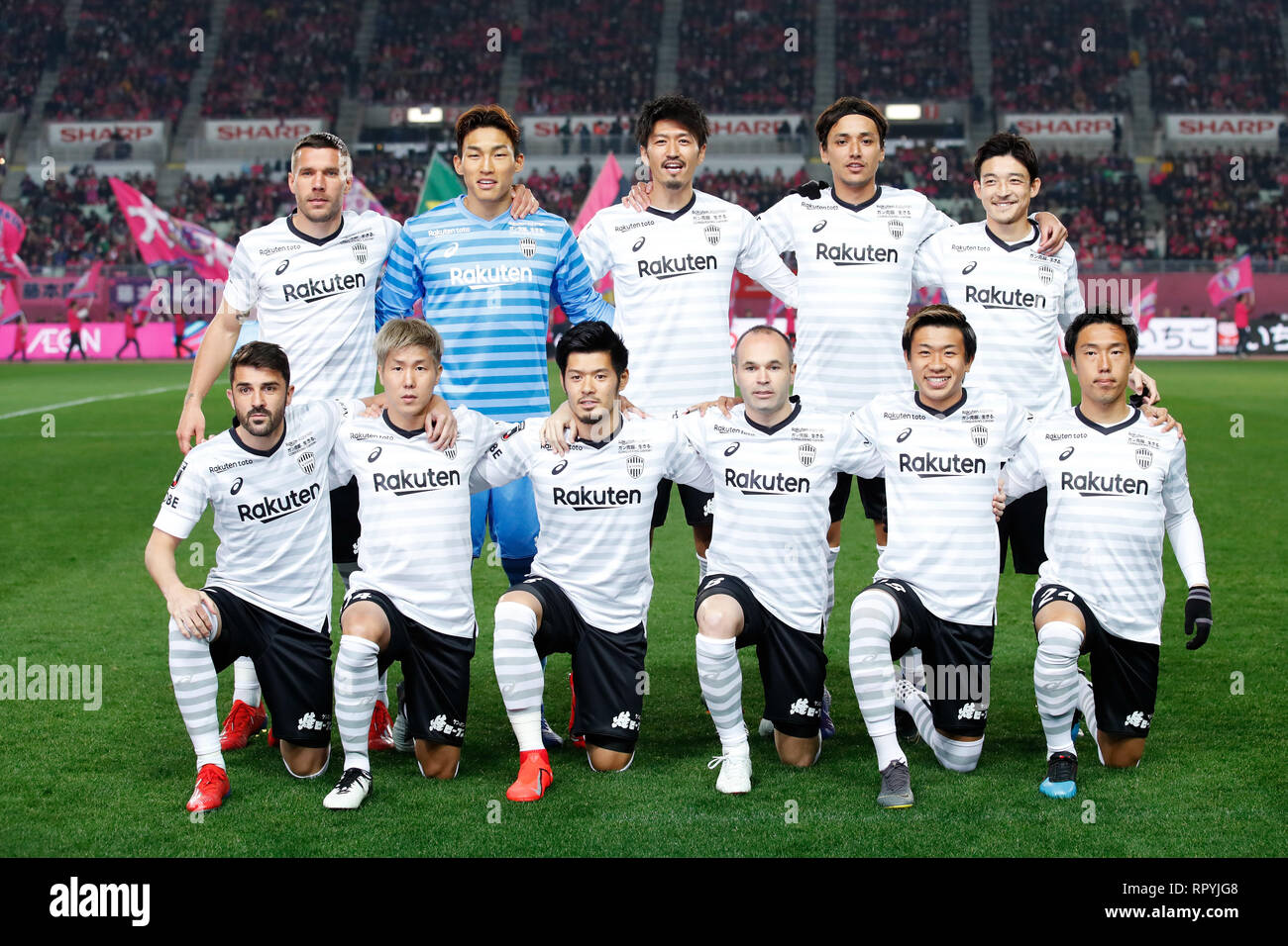 Osaka, Japan. 22nd Feb, 2019. Vissel Kobe team group line-up Football ...