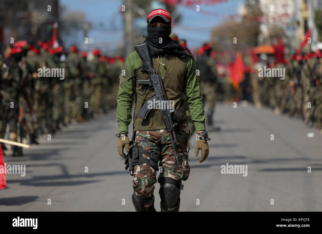Gaza, Palestine. 23rd Feb, 2019. A Palestinian militant of the National ...
