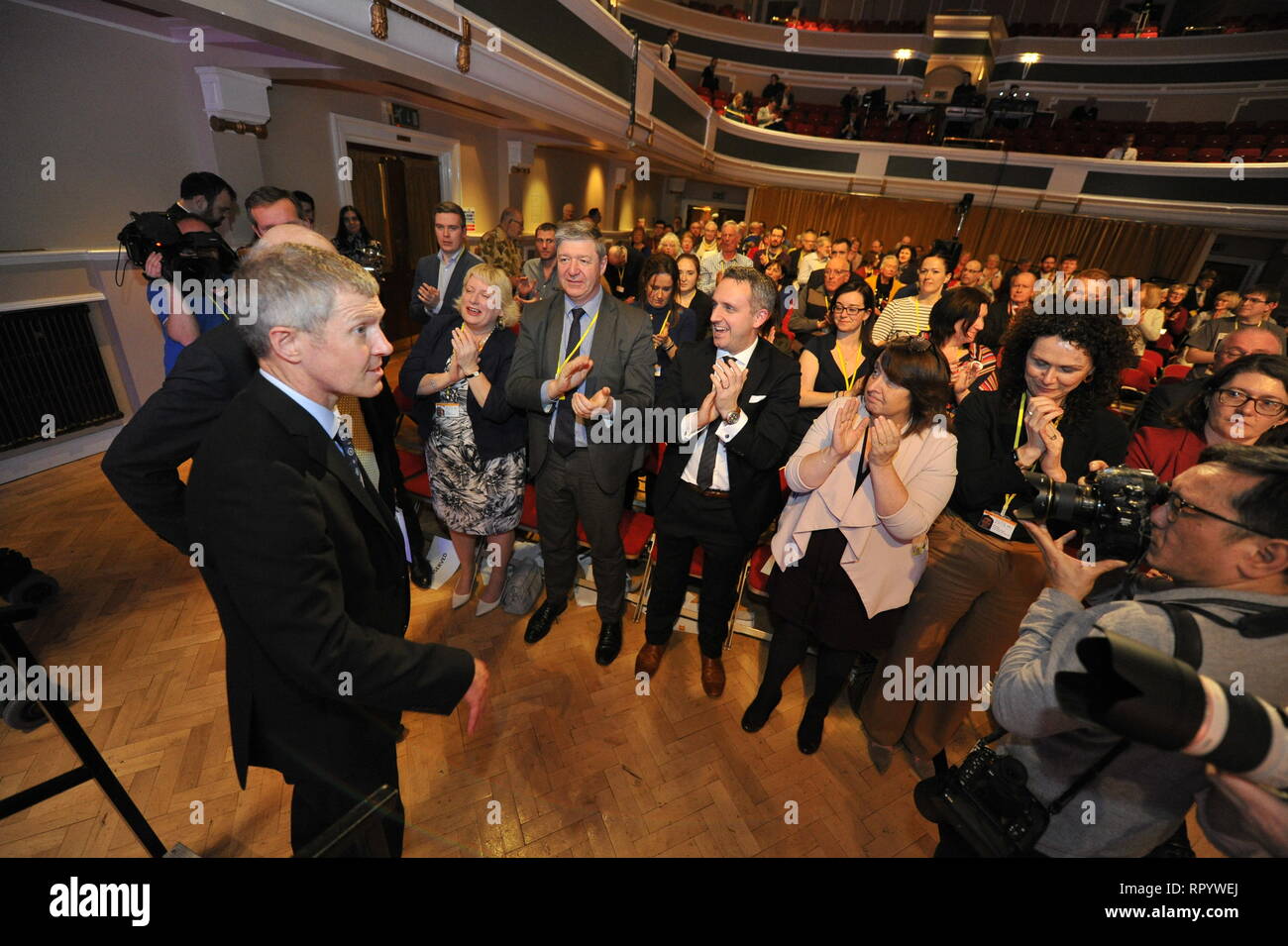 Hamilton, Scotland, UK. 23 February 2019. (left - right) Willie Rennie ...