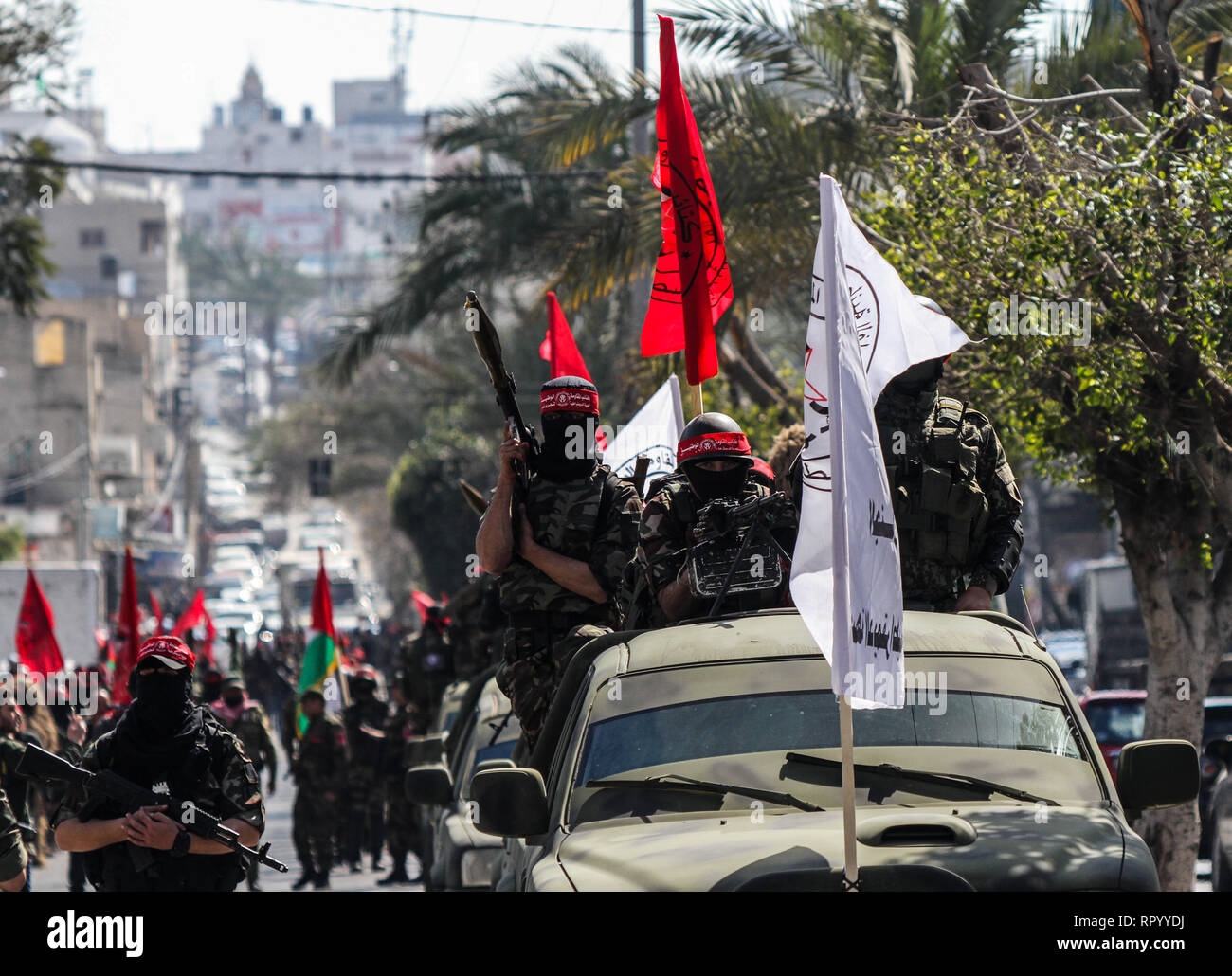 Gaza, Palestine, 23rd February 2019. Members of the National Resistance ...