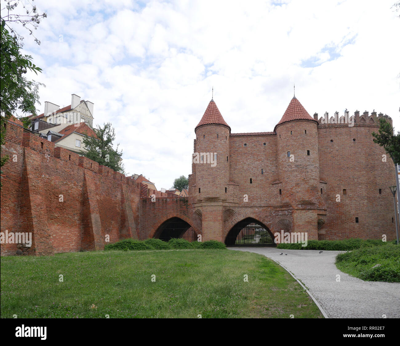 POLAND - Warsaw Walls and moat surrounding old town. City gate Stock ...