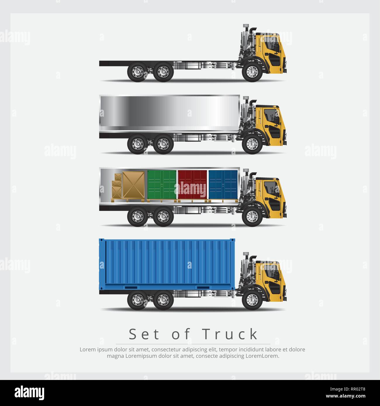 Cargo Trucks Transportation with Container isolated Vector Illustration ...