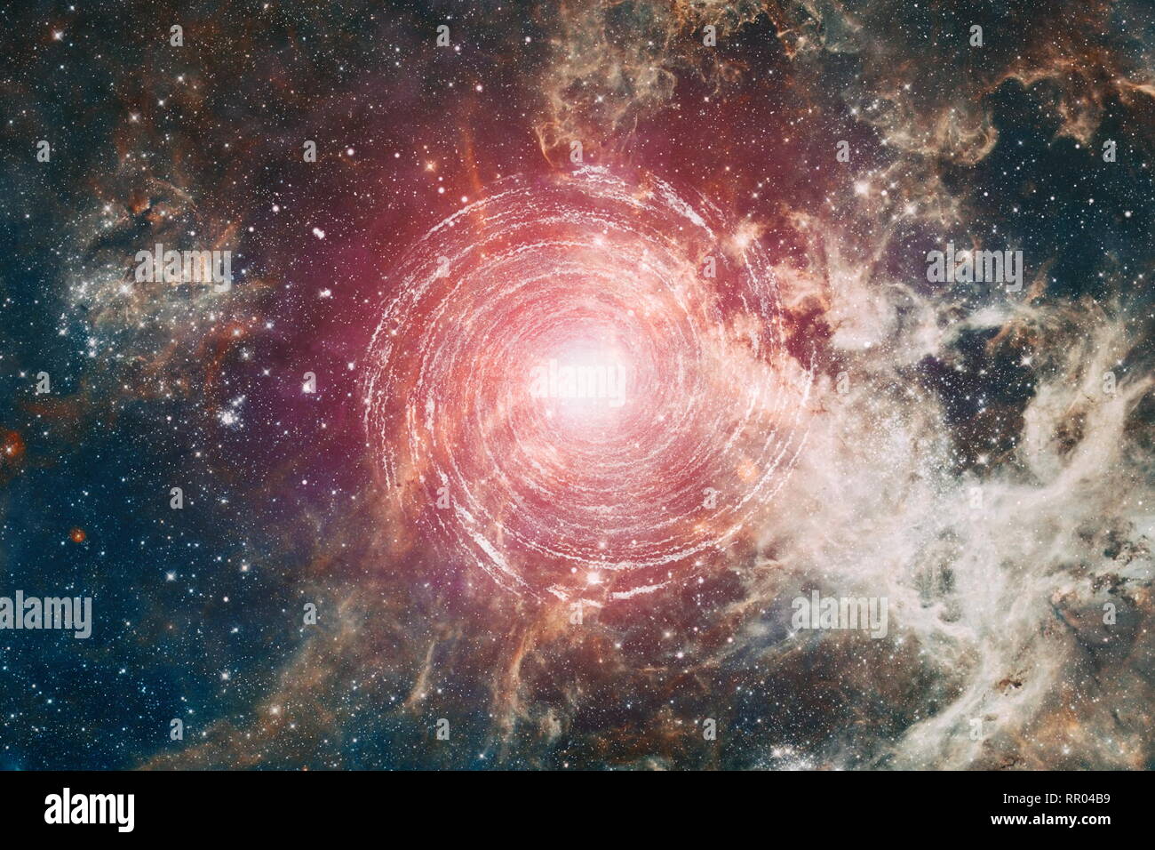 The explosion supernova. Bright Star Nebula. Distant galaxy. New Year fireworks. Abstract image ...