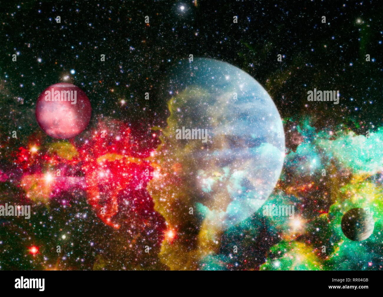 night sky, star in the space. Collage on space, science and education ...